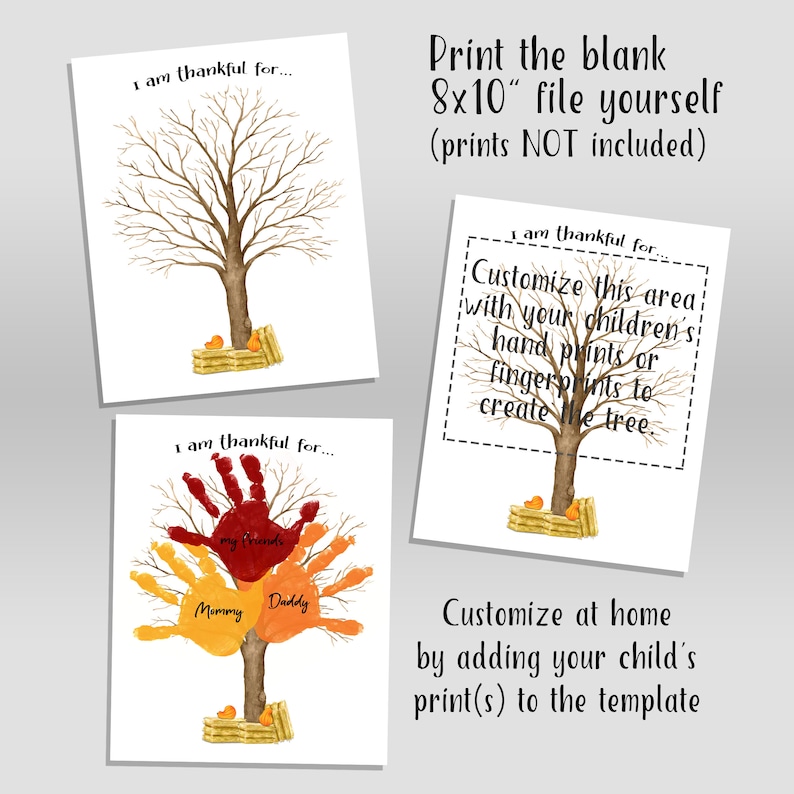 Thankful Tree Handprint Art DIY Kid Craft Kit Thanksgiving - Etsy
