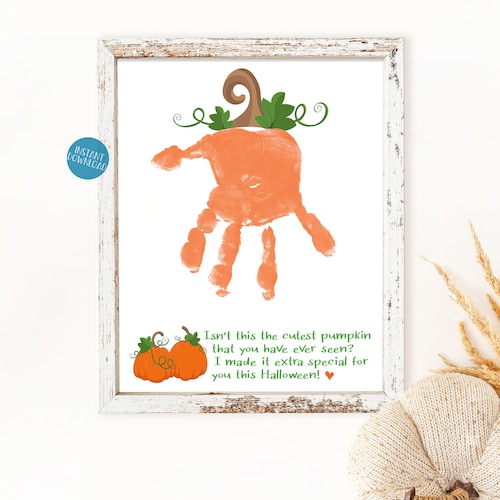 Halloween Handprint Art Pumpkin Handprint Craft for Kids - Etsy