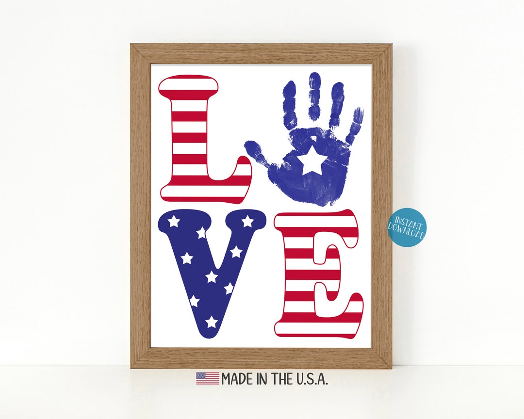 Patriotic Love Handprint Art, Baby First 4th of July Handprint Craft ...