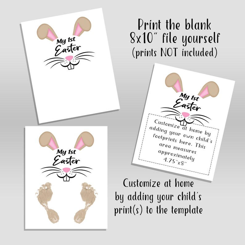 My First Easter Footprint Art, Bunny Feet, Easter Bunny Footprint ...