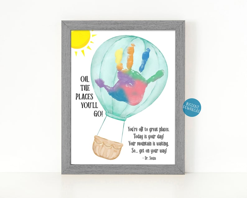 Oh the Places You'll Go Handprint Craft for Kids Dr Seuss - Etsy
