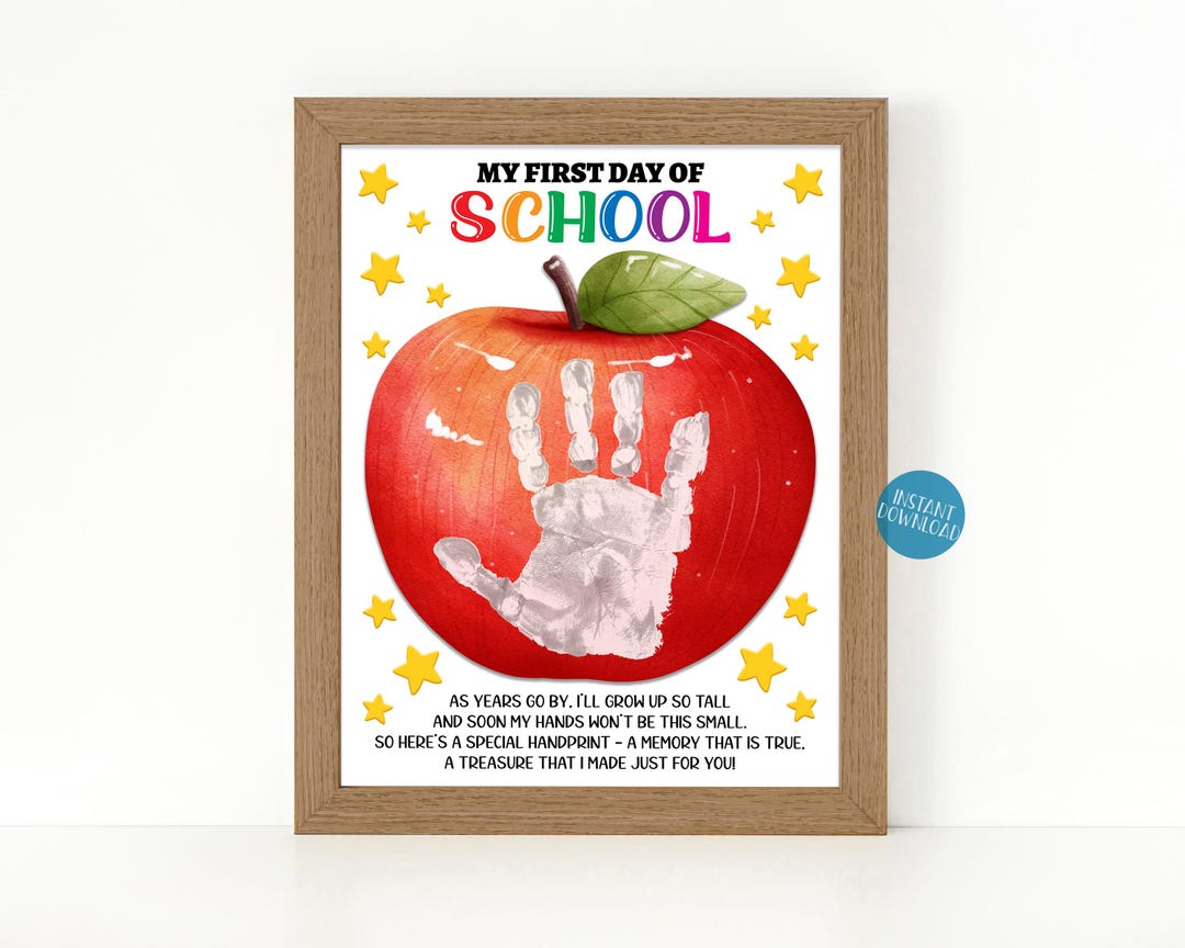 First Day of School Apple Handprint Craft, Handprint Art School Memory ...