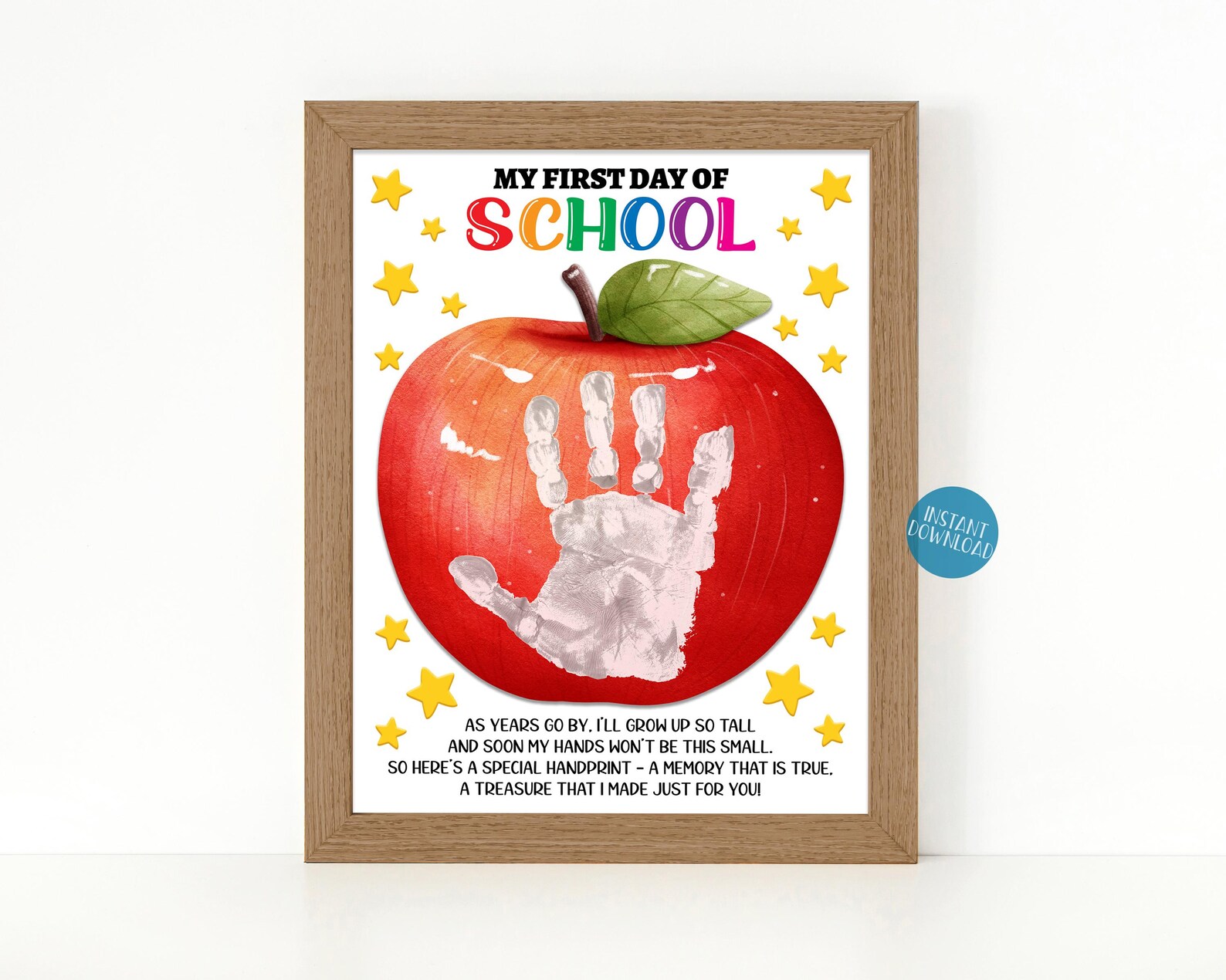 First Day of School Apple Handprint Craft, Handprint Art School Memory ...