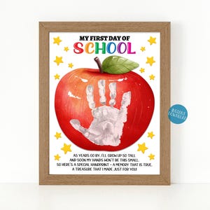 First Day of School Apple Handprint Craft, Handprint Art School Memory ...