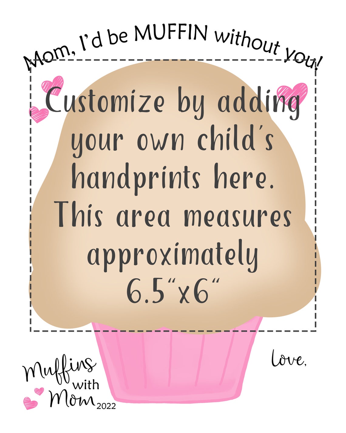 Muffins With Mom Printable Handprint Art for Mom Mothers Day - Etsy