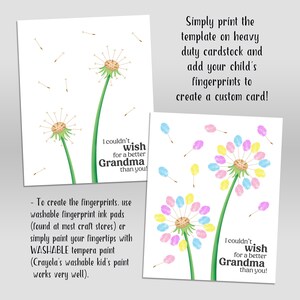 Mother's Day Dandelion Thumbprint Art, Gift for Grandma, DIY Kid Craft ...