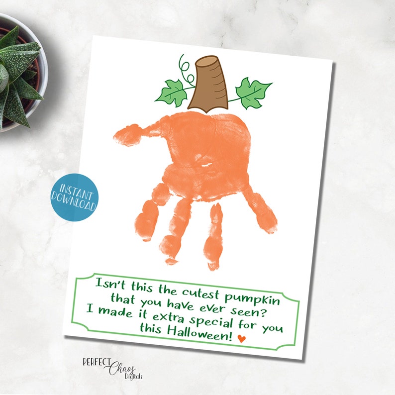 Halloween Handprint Art Pumpkin Handprint Craft for Kids | Etsy