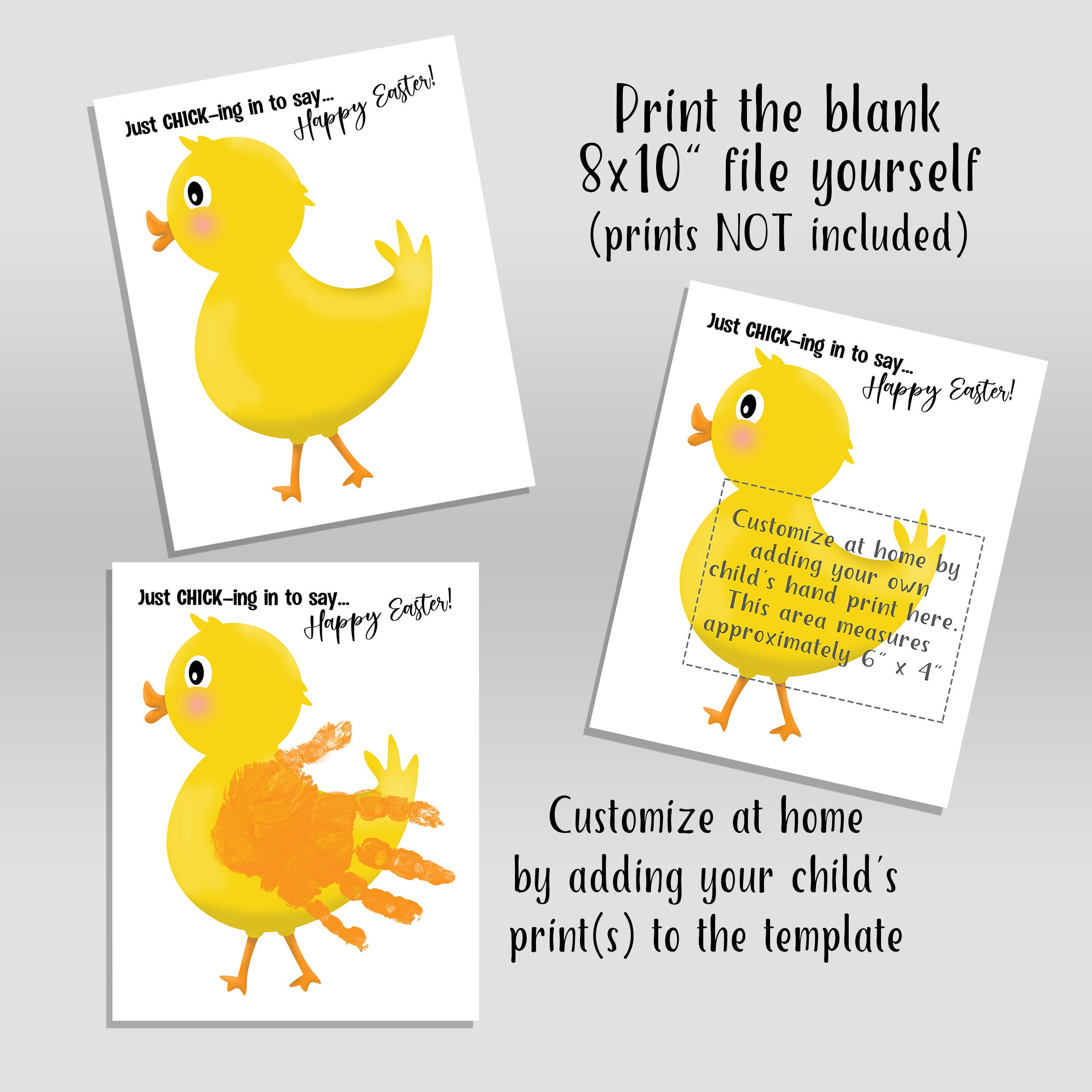 Easter Handprint Art Easter Chicken Handprint Keepsake DIY - Etsy