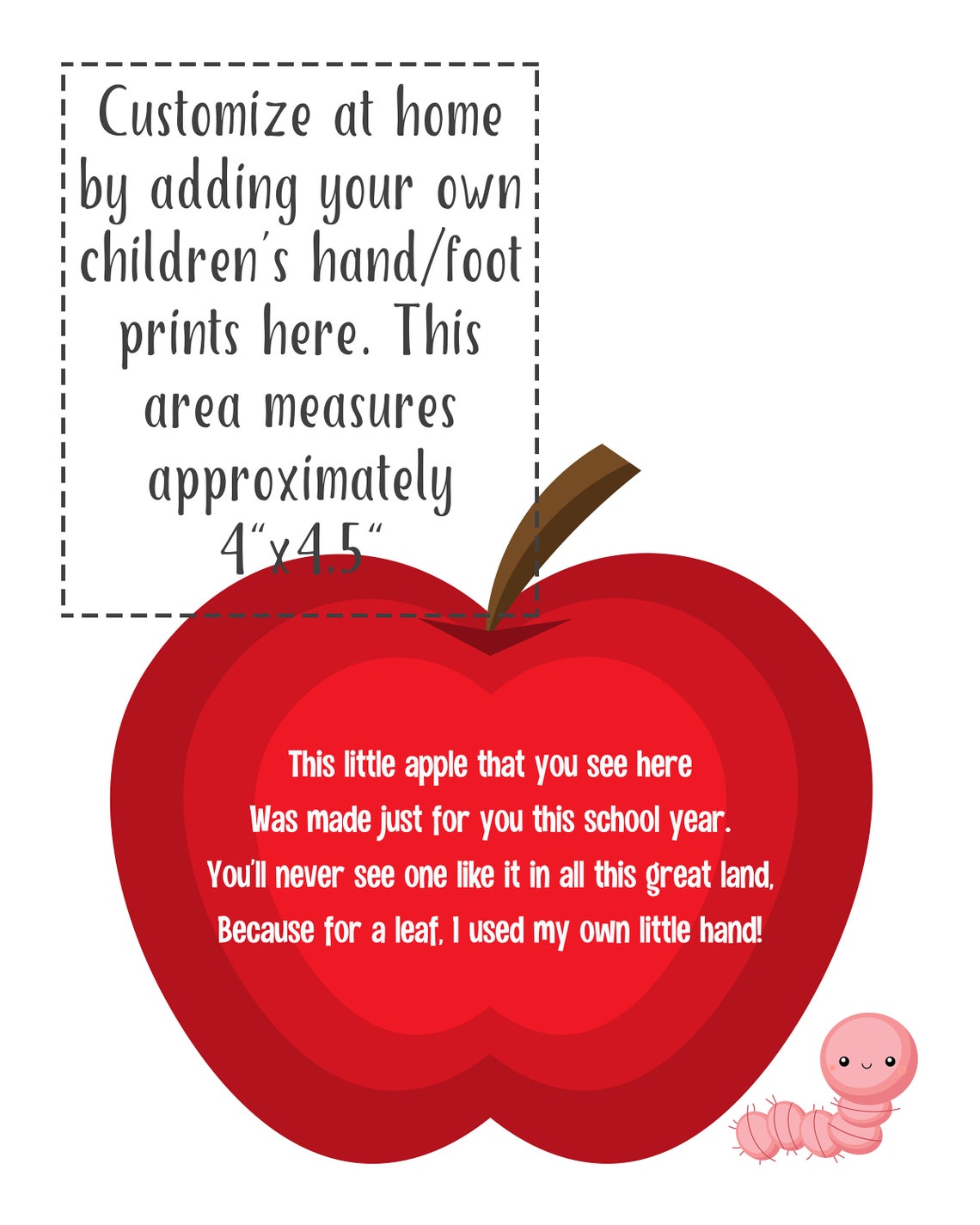 First Day of School Printable Handprint Art Apple Handprint - Etsy