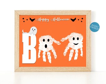 BOO Ghost Handprints Craft Printable Halloween Handprint - Etsy