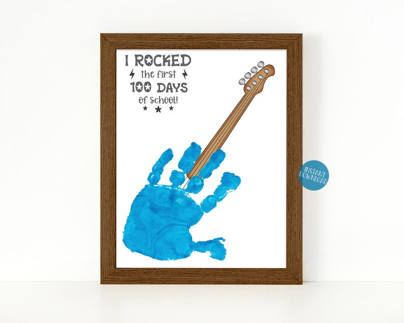 100 Days of School Handprint Art Project for Kids Rocked - Etsy