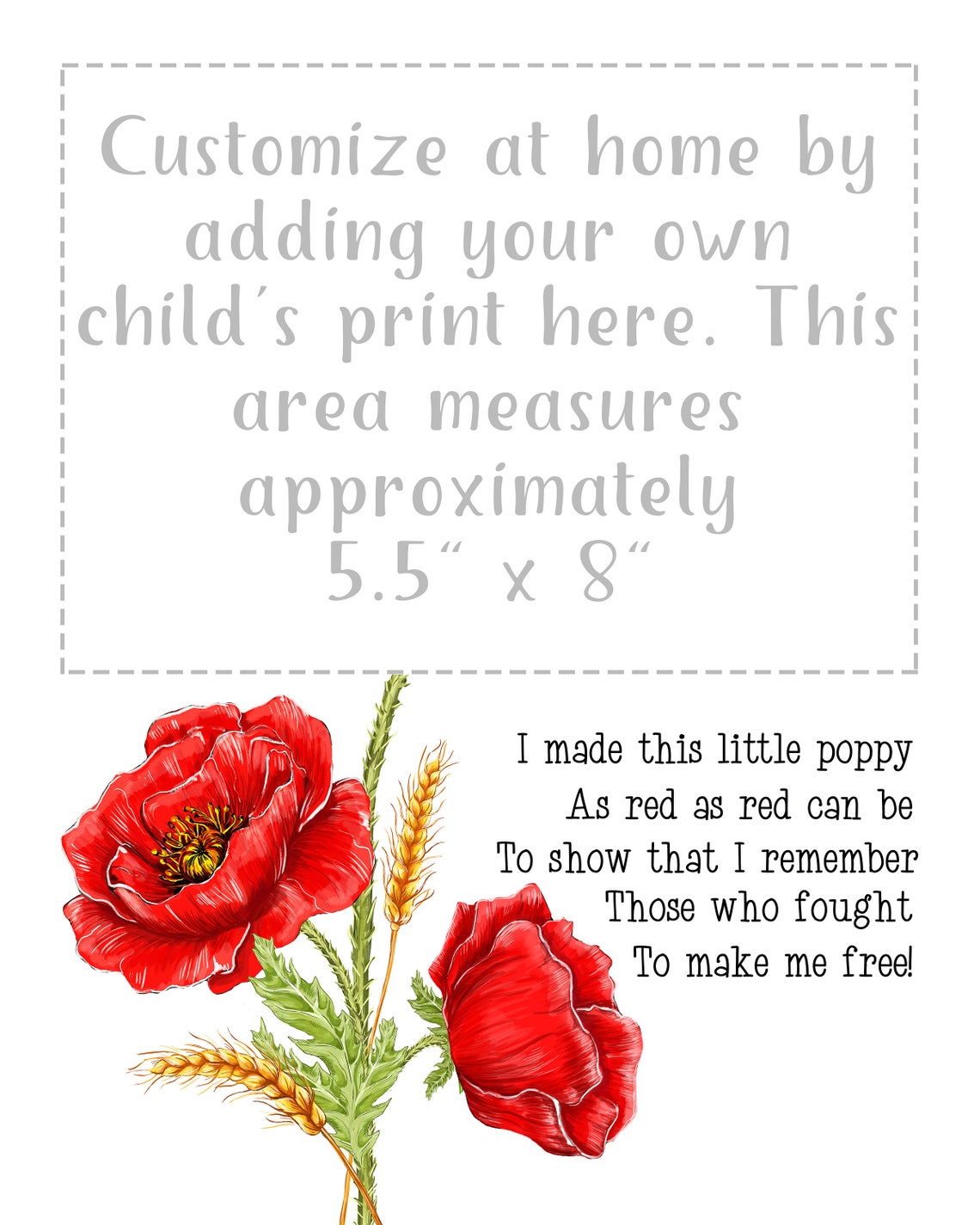 Veteran's Day Poppy Handprint Art Project for Kids - Etsy