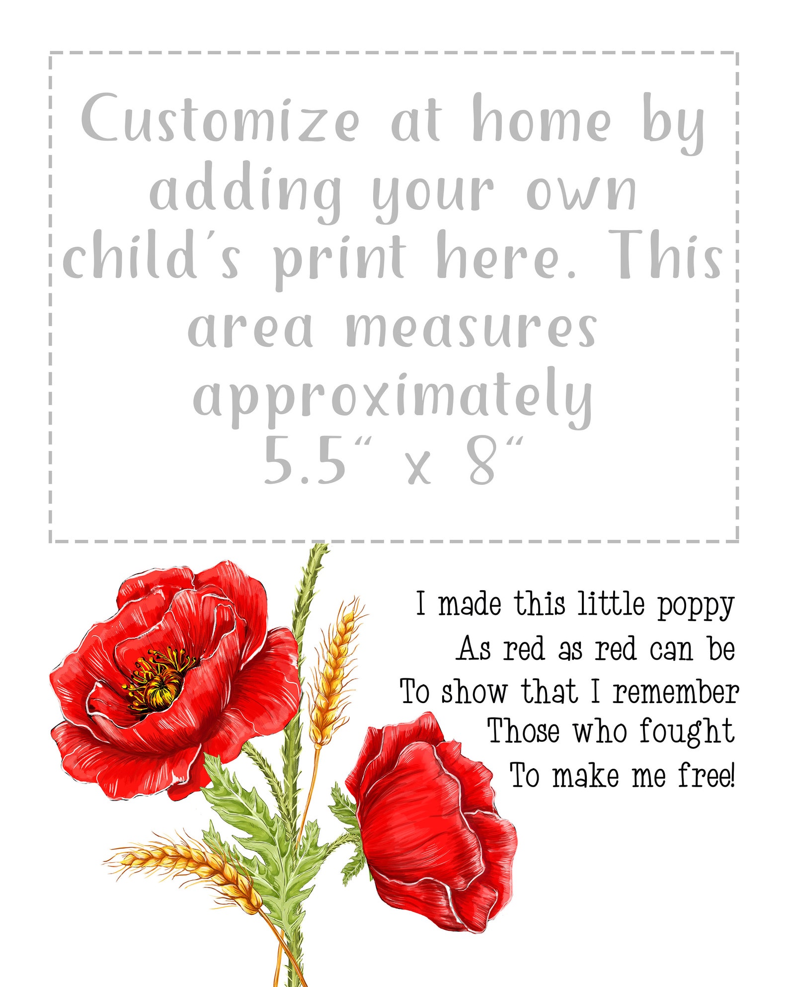 Veteran's Day Poppy Handprint Art Project for Kids, Veteran Gift Idea ...