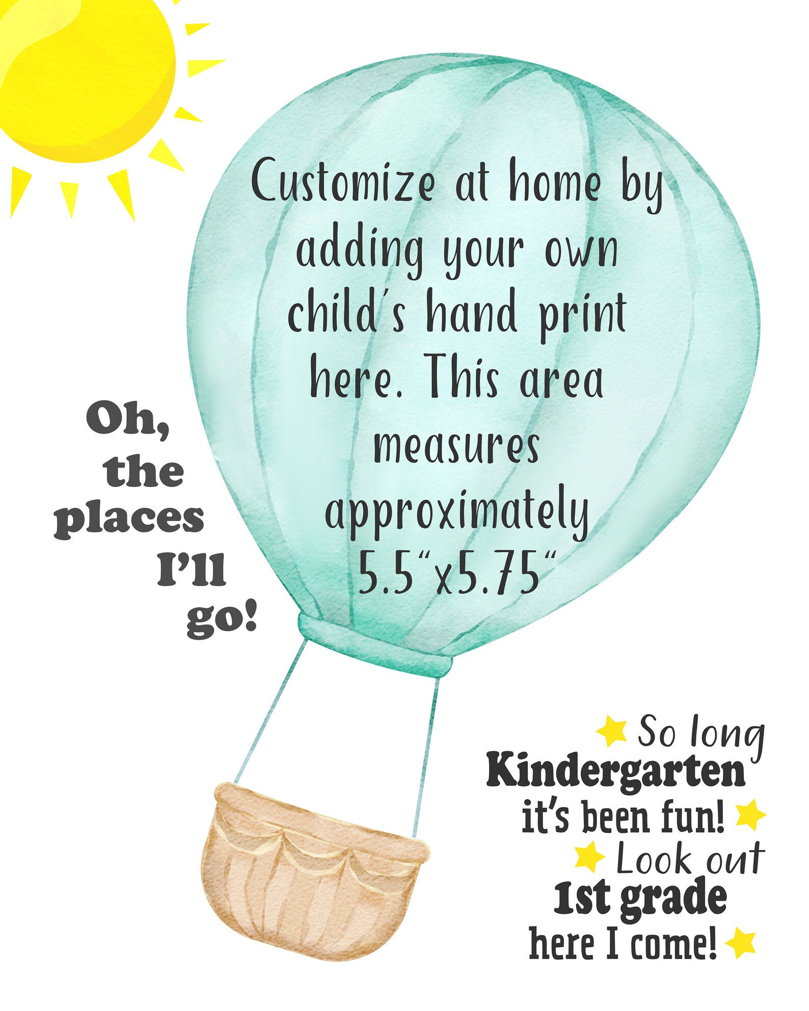 Oh the Places You'll Go Kindergarten Graduation Handprint | Etsy