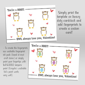 Owl Always Love You Printable Valentine's Day Card, Fingerprint Craft ...