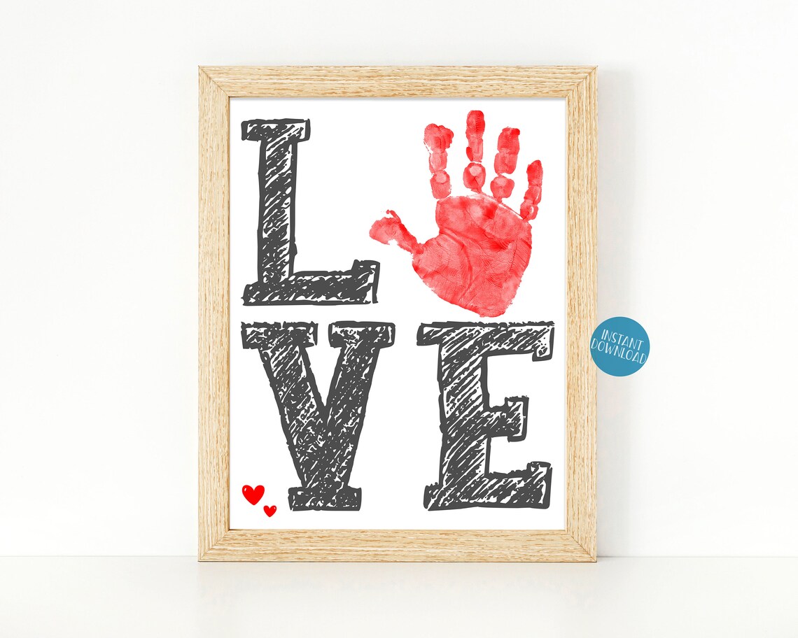 LOVE Handprint Art Valentine's Day Craft for Toddlers | Etsy