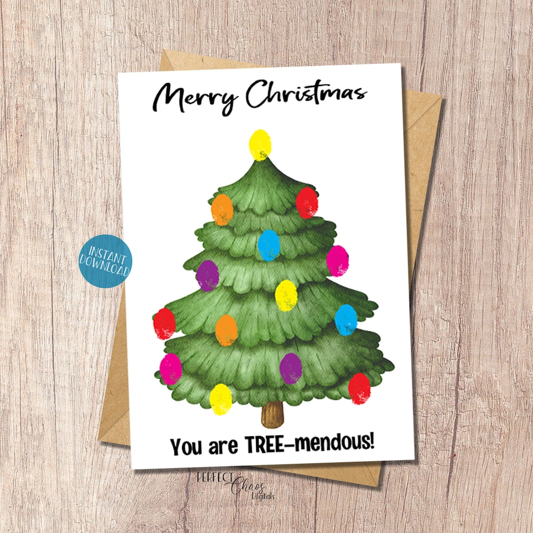 Fingerprint Christmas Card From Kids, Thumbprint Craft for Toddlers ...