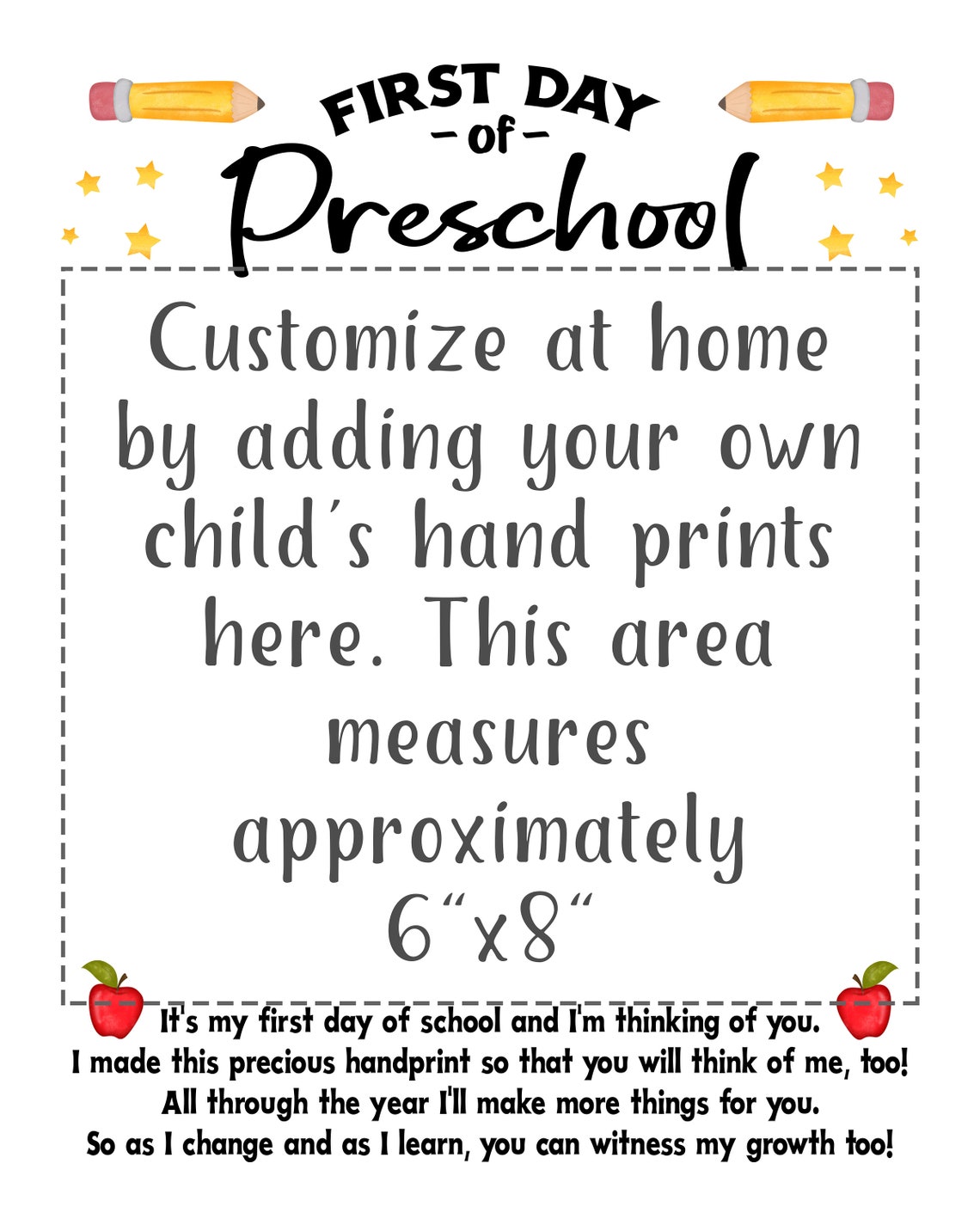 Back to School Poem Handprint Art First Day of School - Etsy