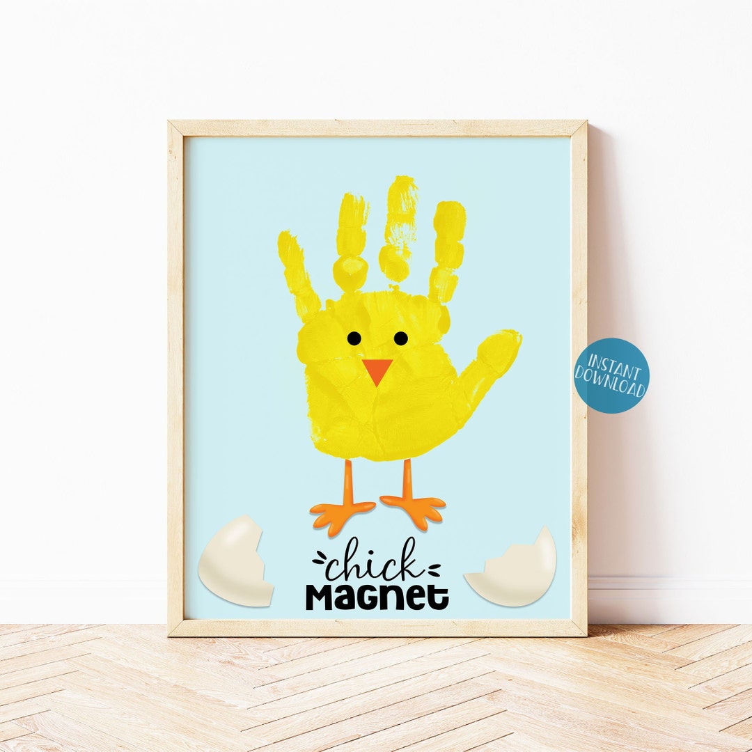 Chick Magnet Easter Handprint Art, Toddler Handprint Keepsake Memory ...