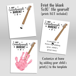 My Grandparents Rock Guitar Handprint Craft, Handprint Art Printable ...