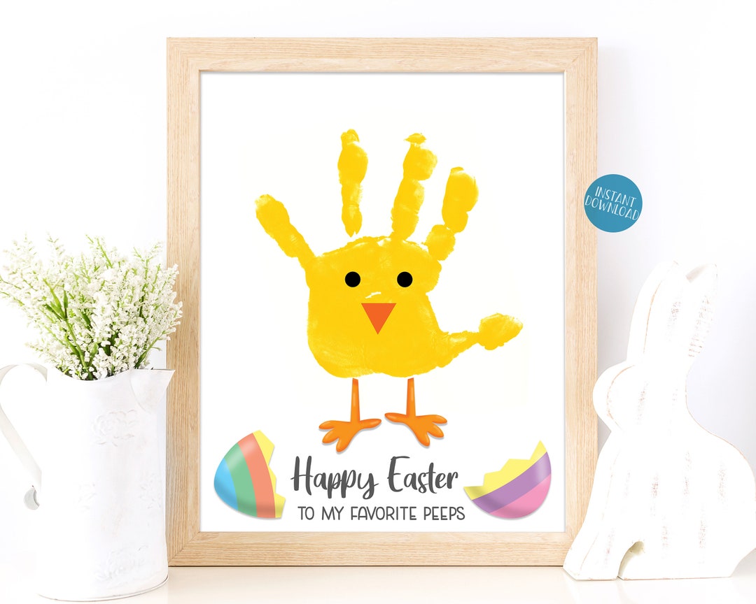 Easter Chick Handprint Art, Toddler Handprint Keepsake Memory, Easter ...