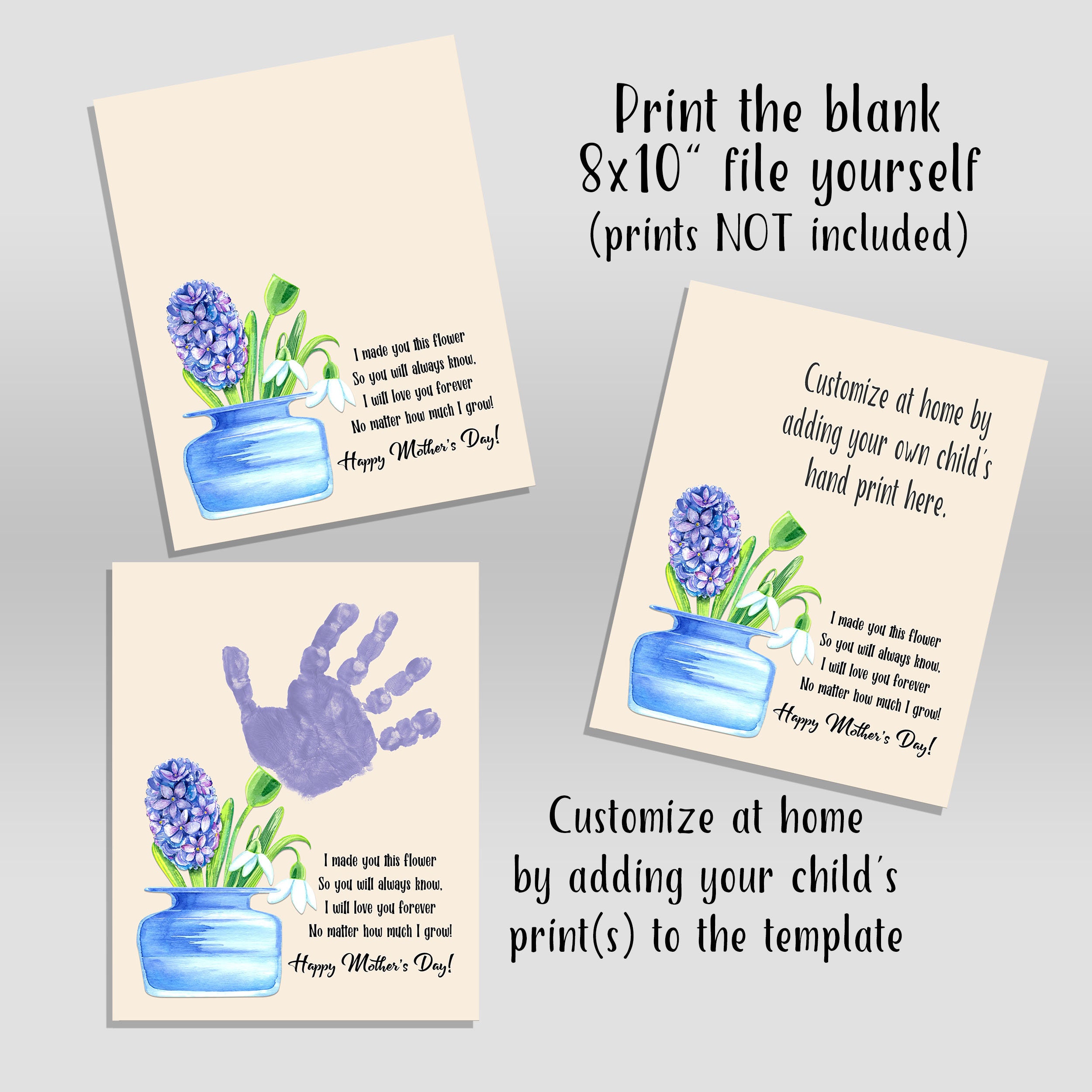 Handprint Art for Mom Gift for Mothers Day Gift for Grandma - Etsy