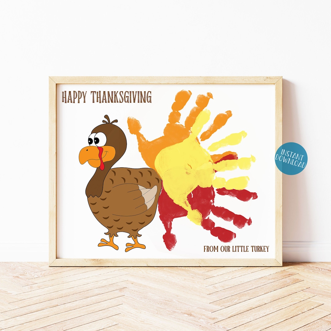 Happy Thanksgiving Turkey Handprint Art, DIY Kid Craft, Handprint ...