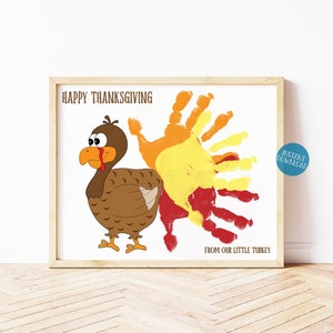 Happy Thanksgiving Turkey Handprint Art, DIY Kid Craft, Handprint ...