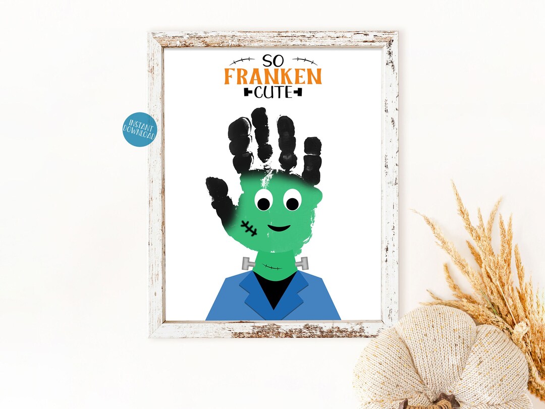 Frankenstein Handprint Art, Halloween Craft for Kids, Handprint ...