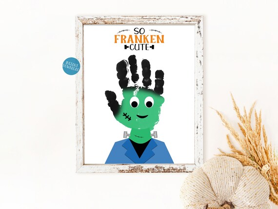 Frankenstein Handprint Art Halloween Craft for Kids - Etsy