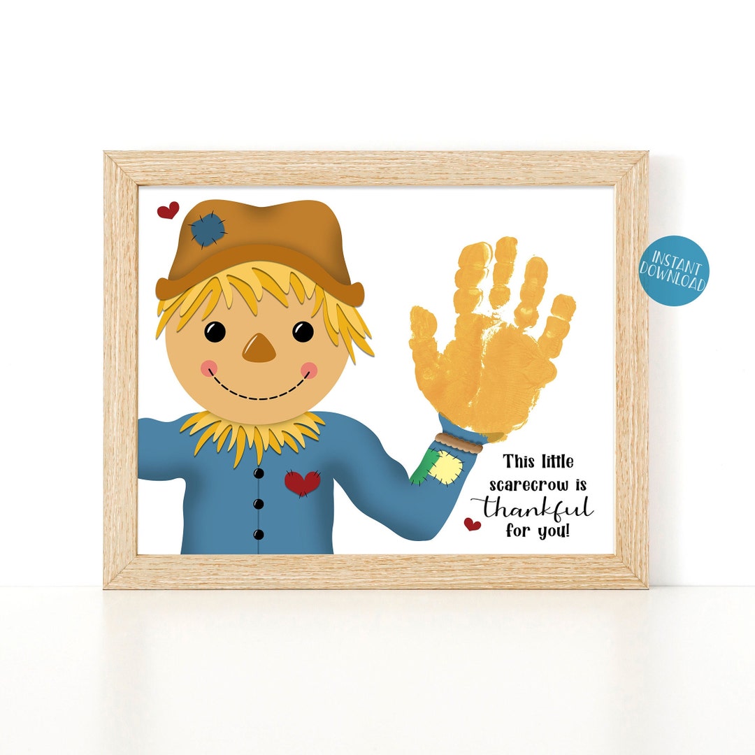Thanksgiving Handprint Art Project for Toddlers, Scarecrow Hands, Baby ...