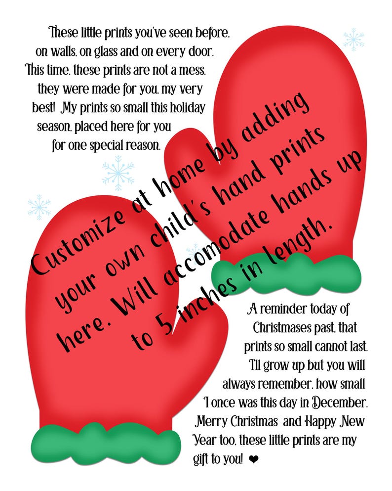 Christmas Handprint Poem, Handprint Art Project for Toddlers, Mittens ...