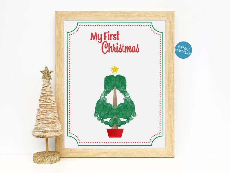 My First Christmas Footprint Art Christmas Kids Art - Etsy