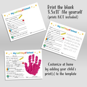 Last Day of School Printable, Handprint School Keepsake, End of School ...