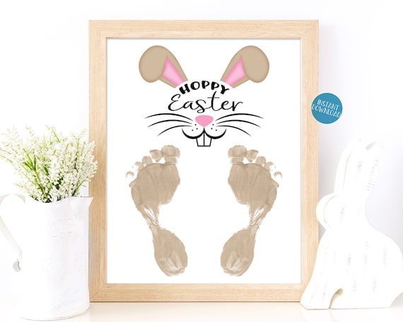 Hoppy Easter Footprint Art Bunny Feet Bunny Ears Easter | Etsy
