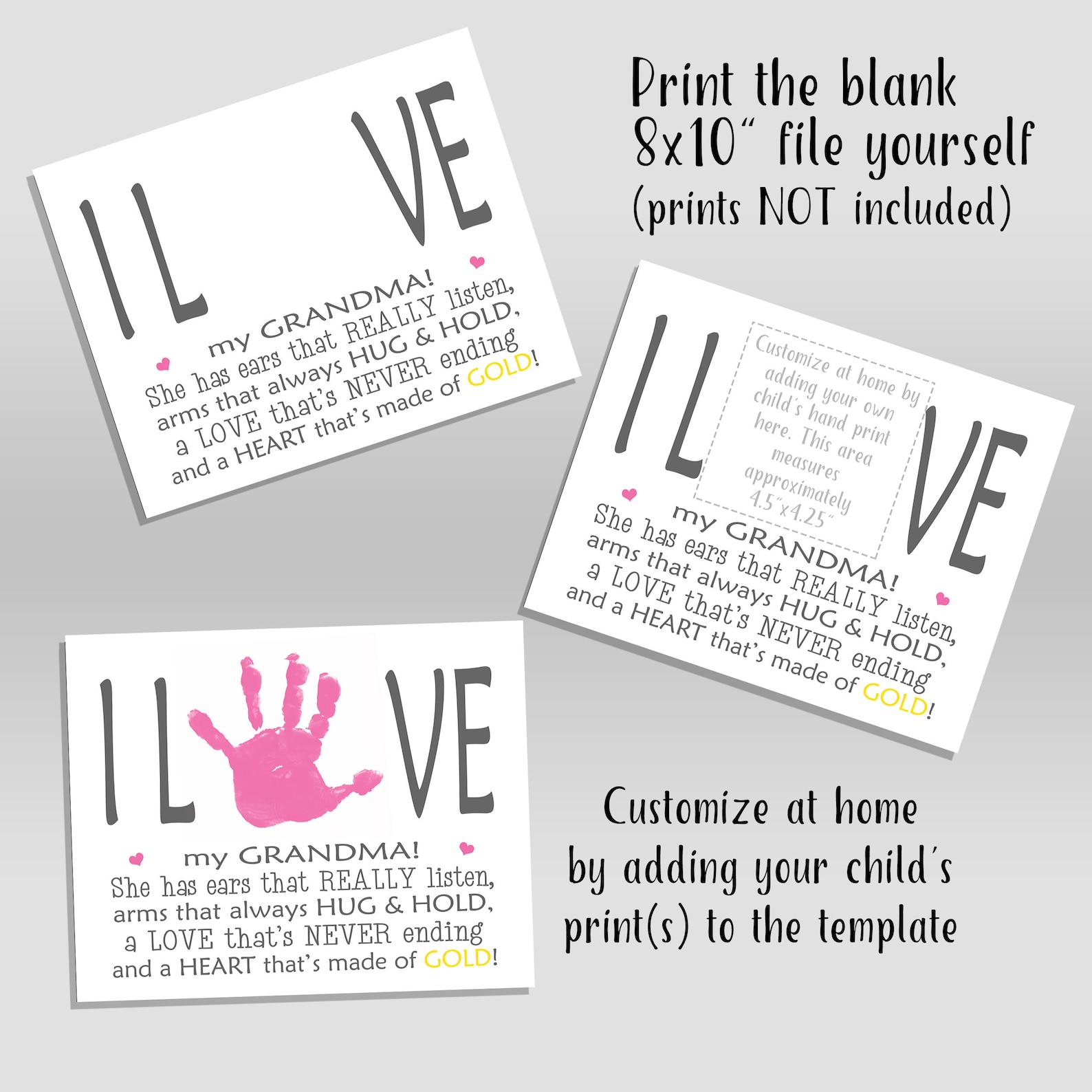 Handprint Art Grandma Gift Mother's Day Birthday - Etsy