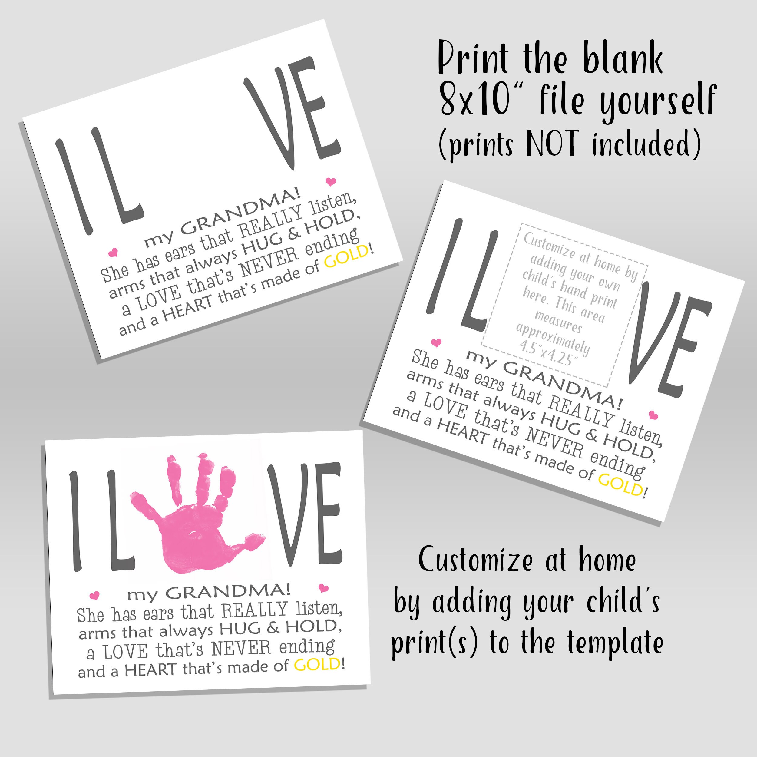 Handprint Art Grandma Gift Mother's Day Birthday - Etsy