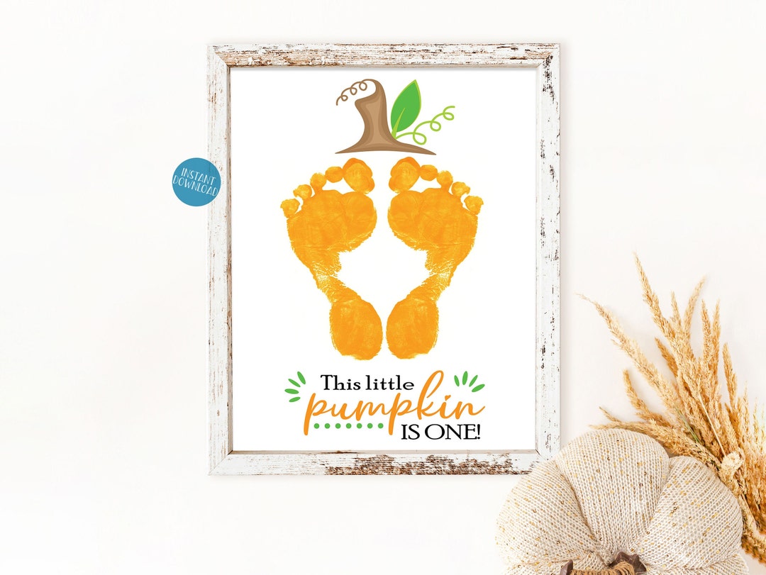 This Little Pumpkin is One, First Birthday Footprint Keepsake Memory ...
