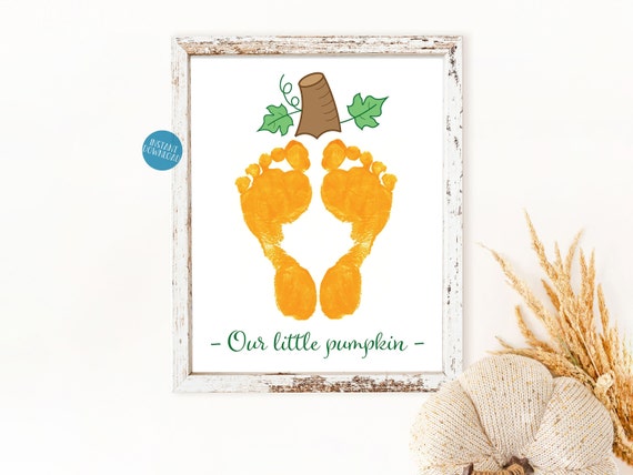 DIY Halloween Craft Footprint Art Our Little Pumpkin | Etsy