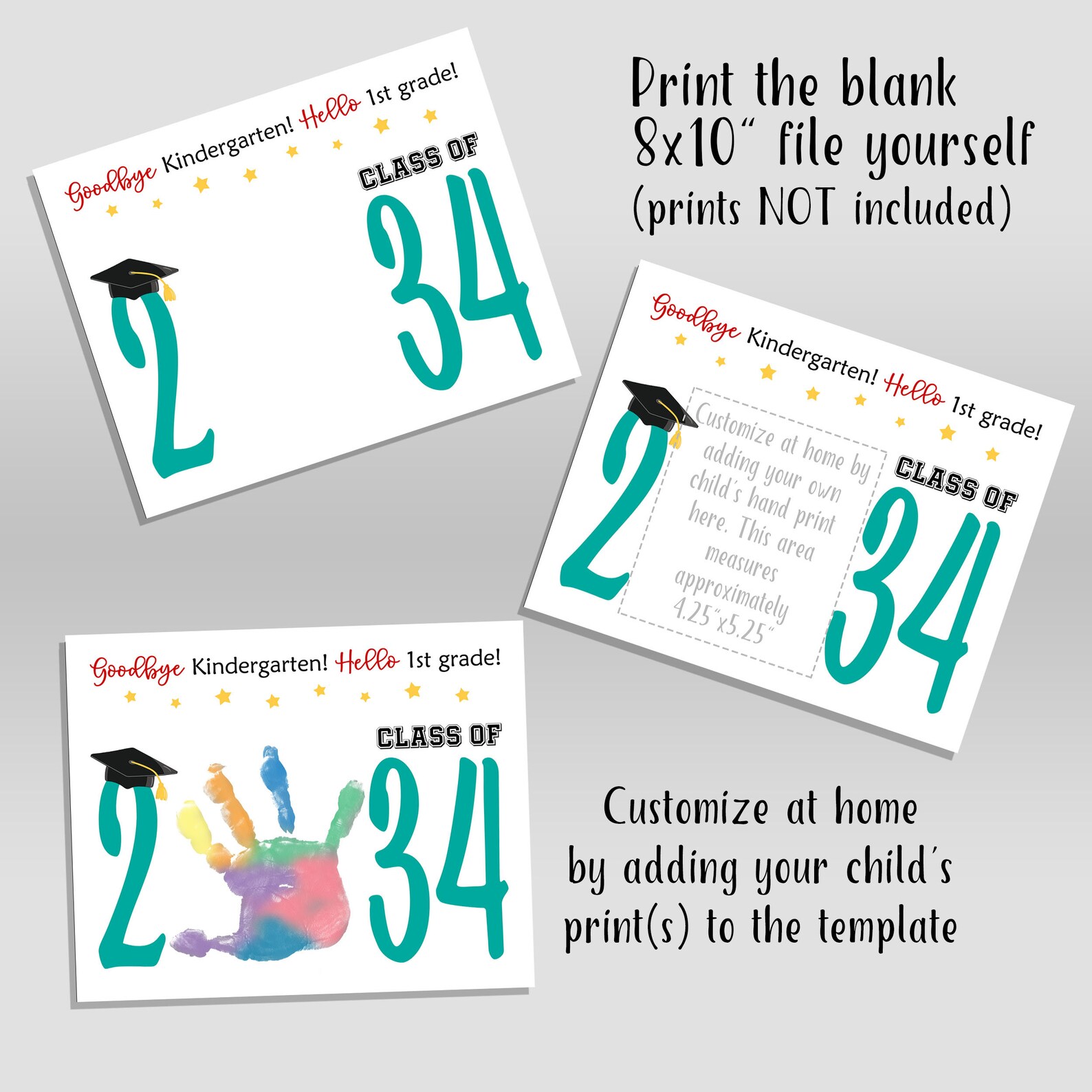 Kindergarten Graduation Sign Handprint Art DIY Kid Craft - Etsy