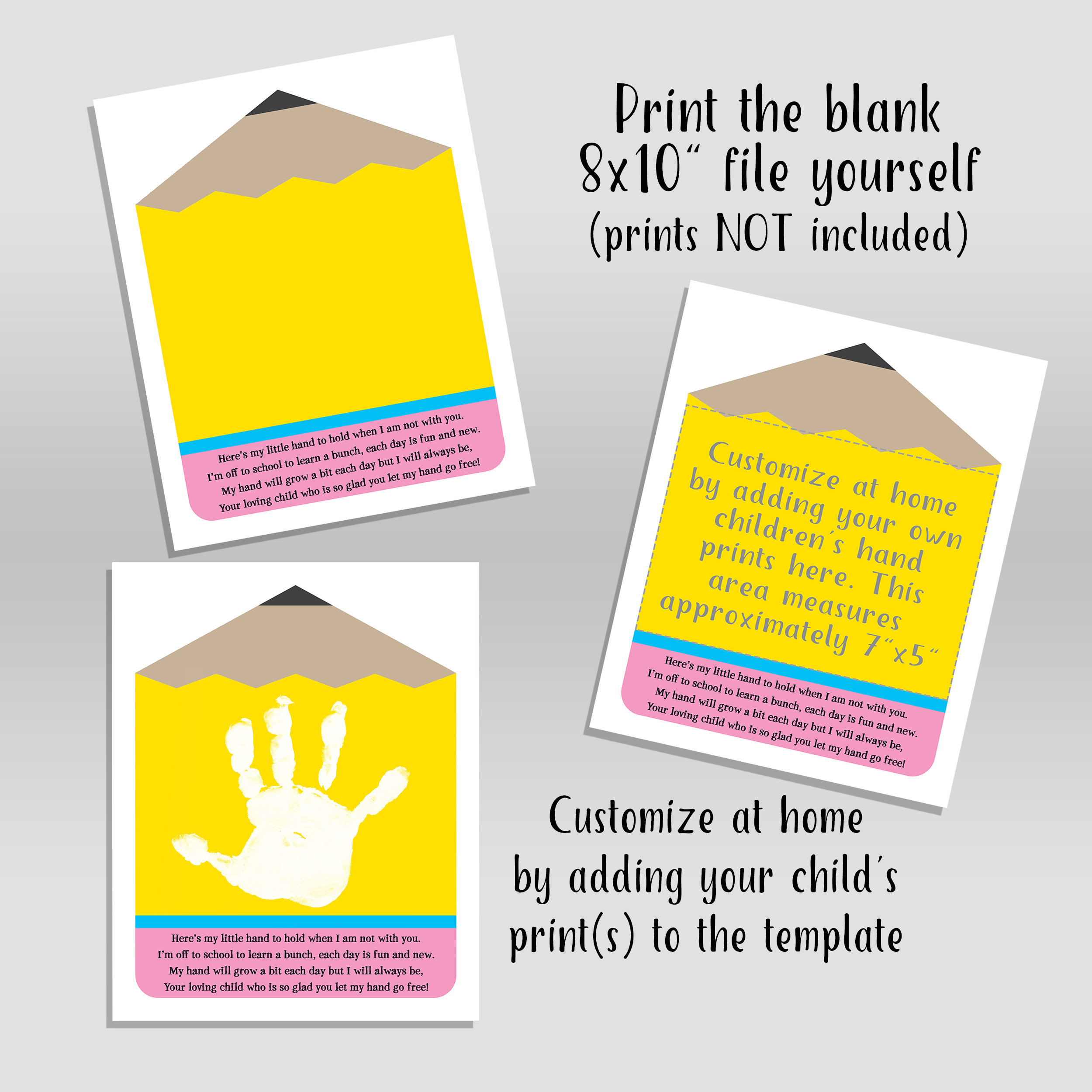 Pencil Handprint Art First Day of School Printable Back to - Etsy