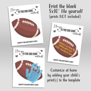 Valentine's Day Football Gift, Football Handprint Art Project for Kids ...