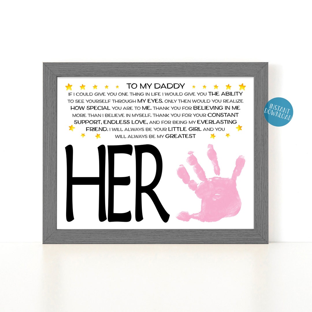 Fathers Day Poem Handprint Craft, Daddy Daughter Gift Handprint Art ...