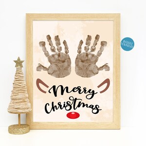 Merry Christmas Reindeer Handprint Art, Christmas Xmas Craft for Kids ...