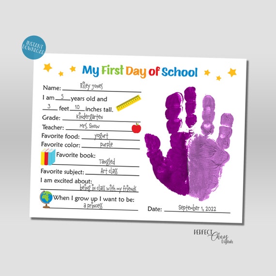 Back to School Handprint Art All About Me Questionnaire - Etsy