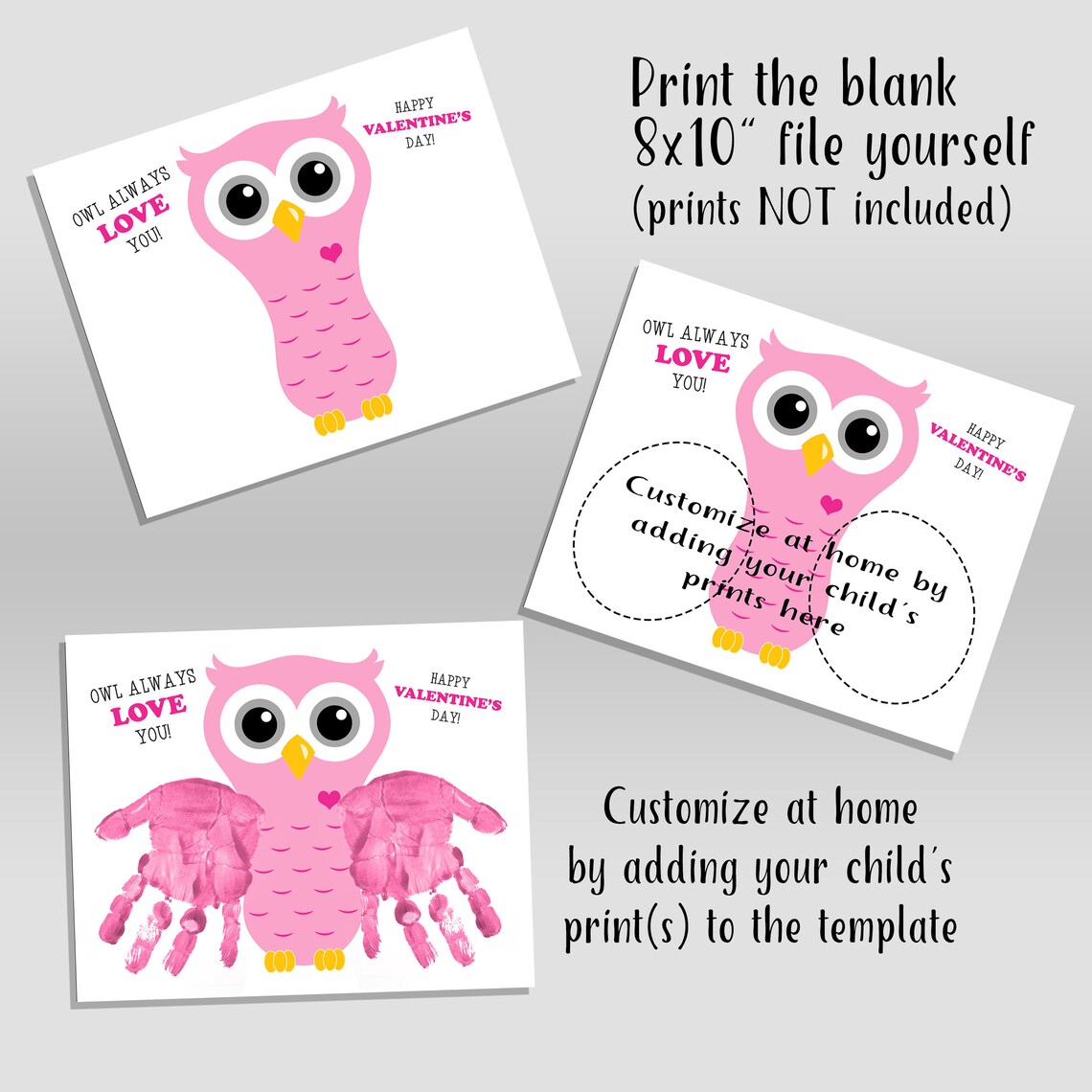 Handprint Art Valentine's Day Craft for Kids Owl Always | Etsy