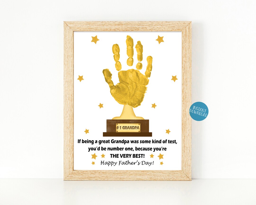 Trophy Handprint Art Gift for Grandpa, Fathers Day Handprint Craft ...