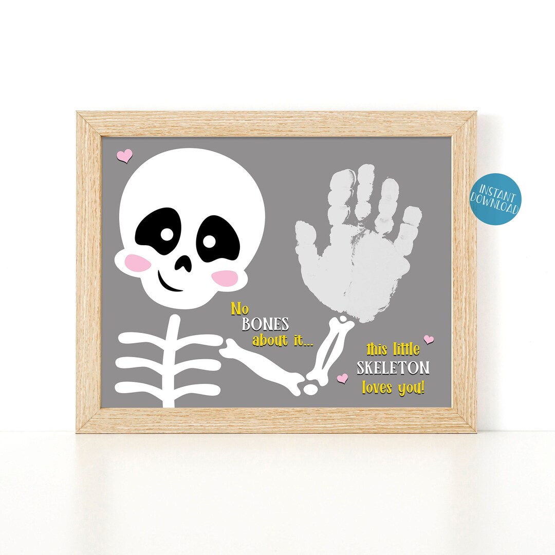Halloween Handprint Art, This Little Skeleton Loves, Baby Handprint ...