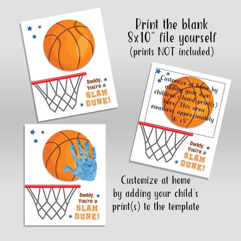 Basketball Father's Day Gift From Kids, Slam Dunk Dad Gift, Handprint ...