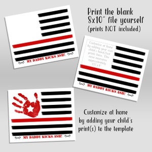 Firefighter Dad Gift, Handprint Art Fireman Gift, Father's Day Fire ...